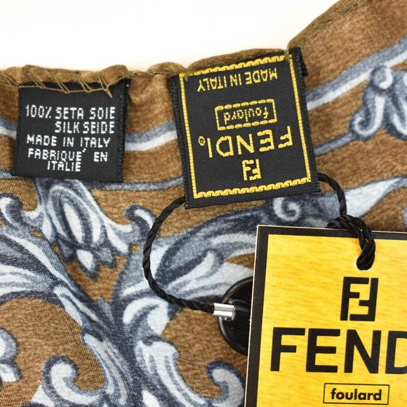 Fendi | Accessories | Fendi Multicolor Ff Logo Paisley Silk Scarf Ce ...